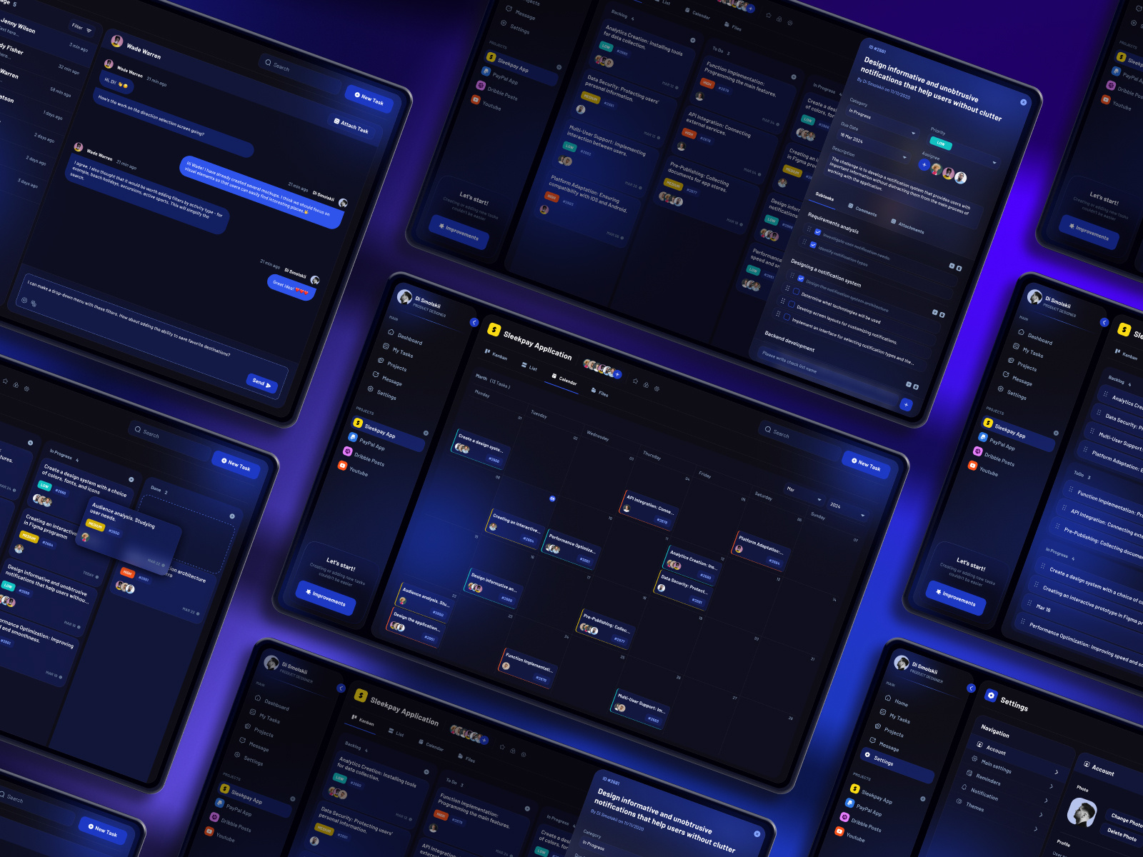 Taske - Project & Task Management Dashboard UI KIT by Di Smolskii on Dribbble