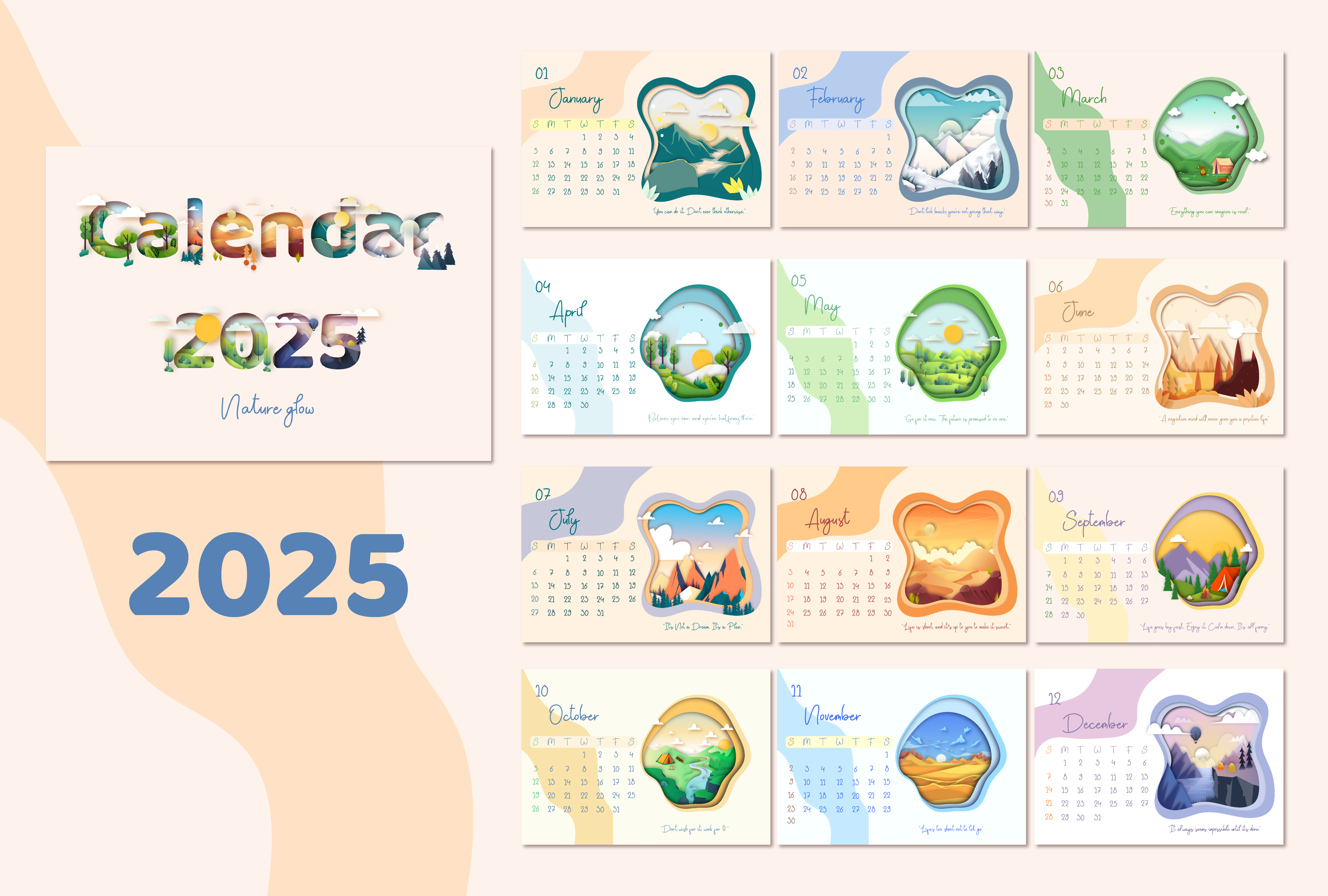 NATURE GLOW : CALENDAR 2025 (PAPER CUT) by Sameh Ansi on Dribbble