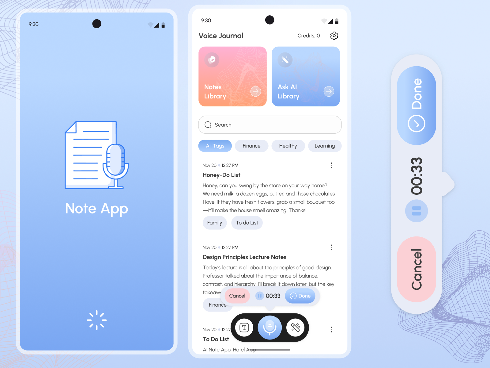 UI/UX Mobile App Design for a Notes AI App | Voice Journal App by Anna ...
