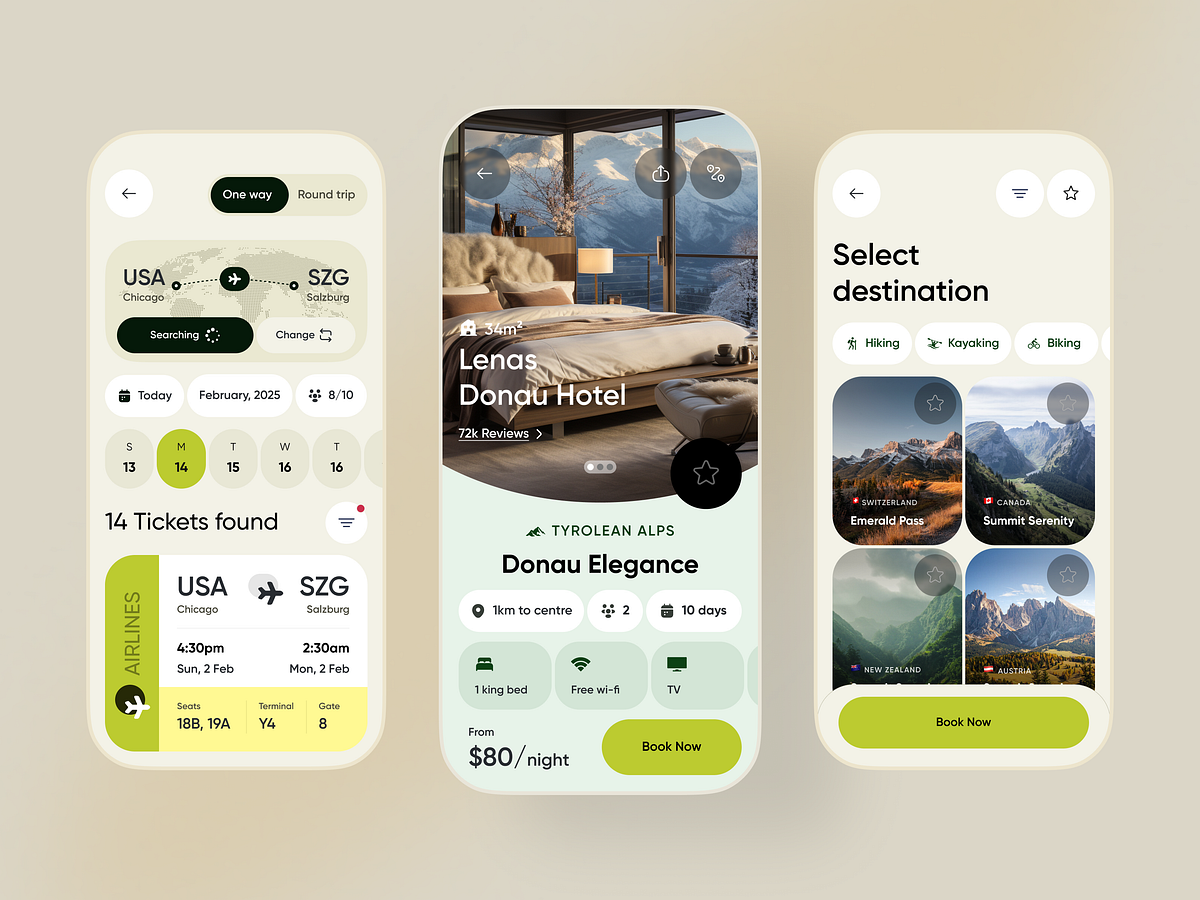 Travel app design by Anastasia Golovko for Tino on Dribbble