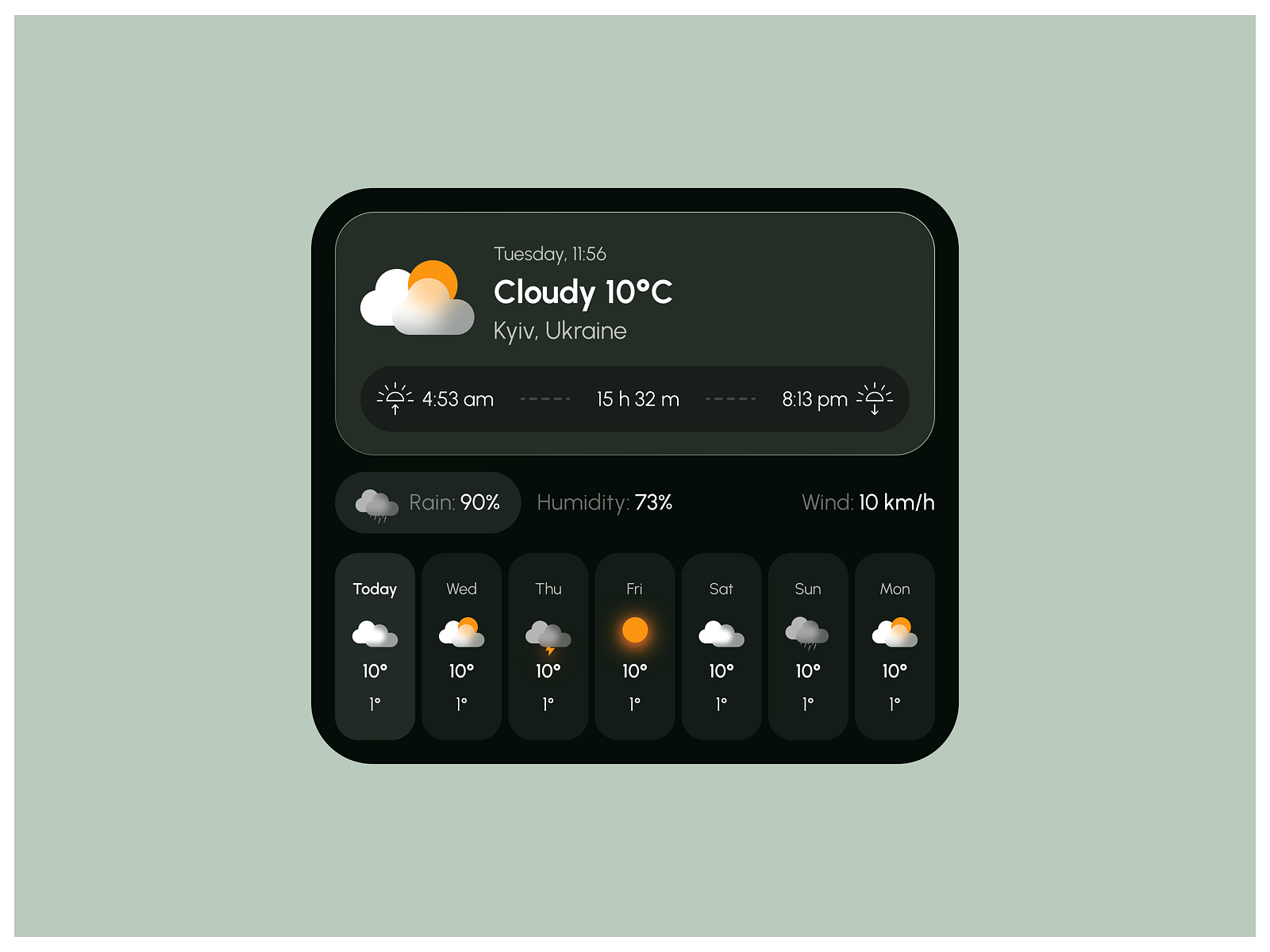 Minimal Weather Widget UI by Kateryna Kalashnikova on Dribbble