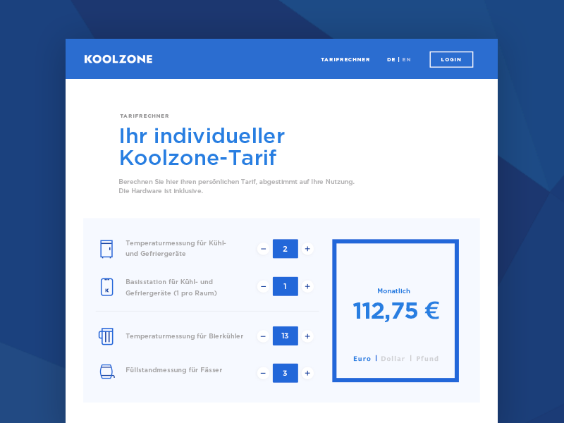 Koolzone Rate Calculator by think moto on Dribbble