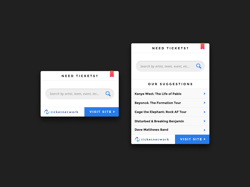 Ticket Search Widget by Ryan Pereira on Dribbble