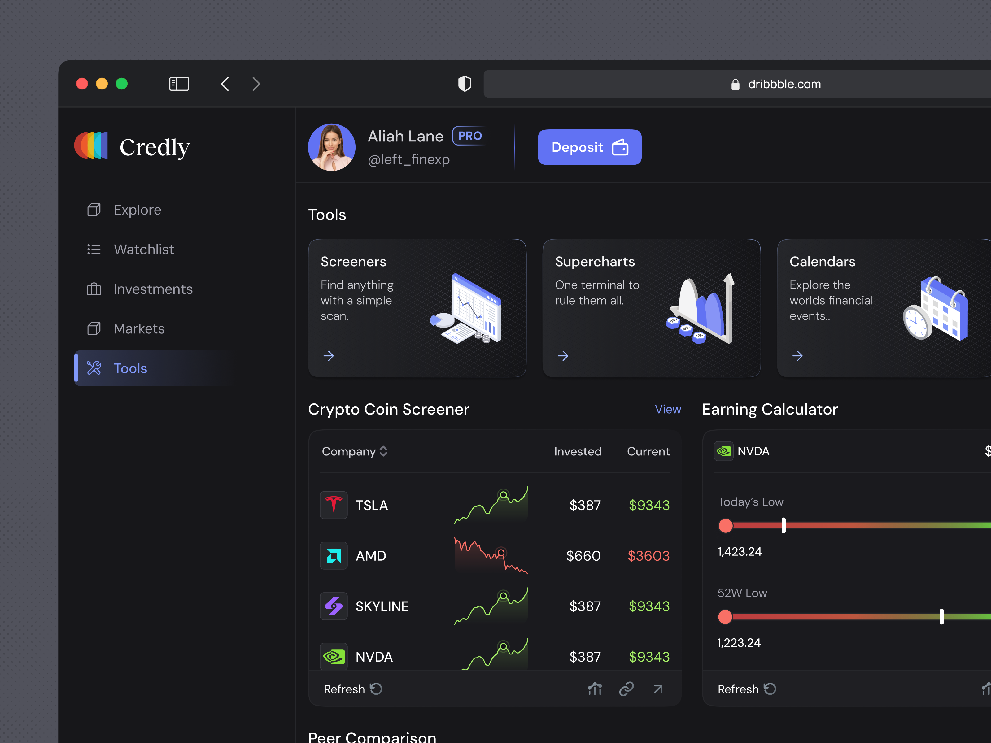 🤑Credly - Tools Page - Fintech Dashboard by Akshay Hooda for Rare™ on ...