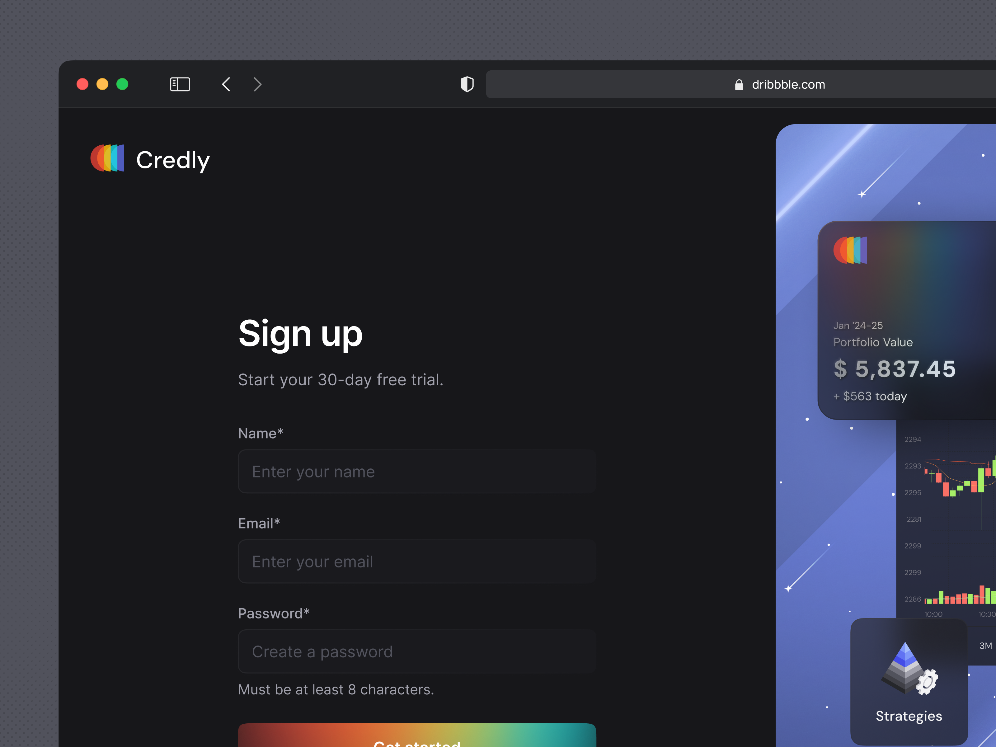 🤑Credly - Onboarding/Signup - Fintech Dashboard by Akshay Hooda for Rare™ on Dribbble