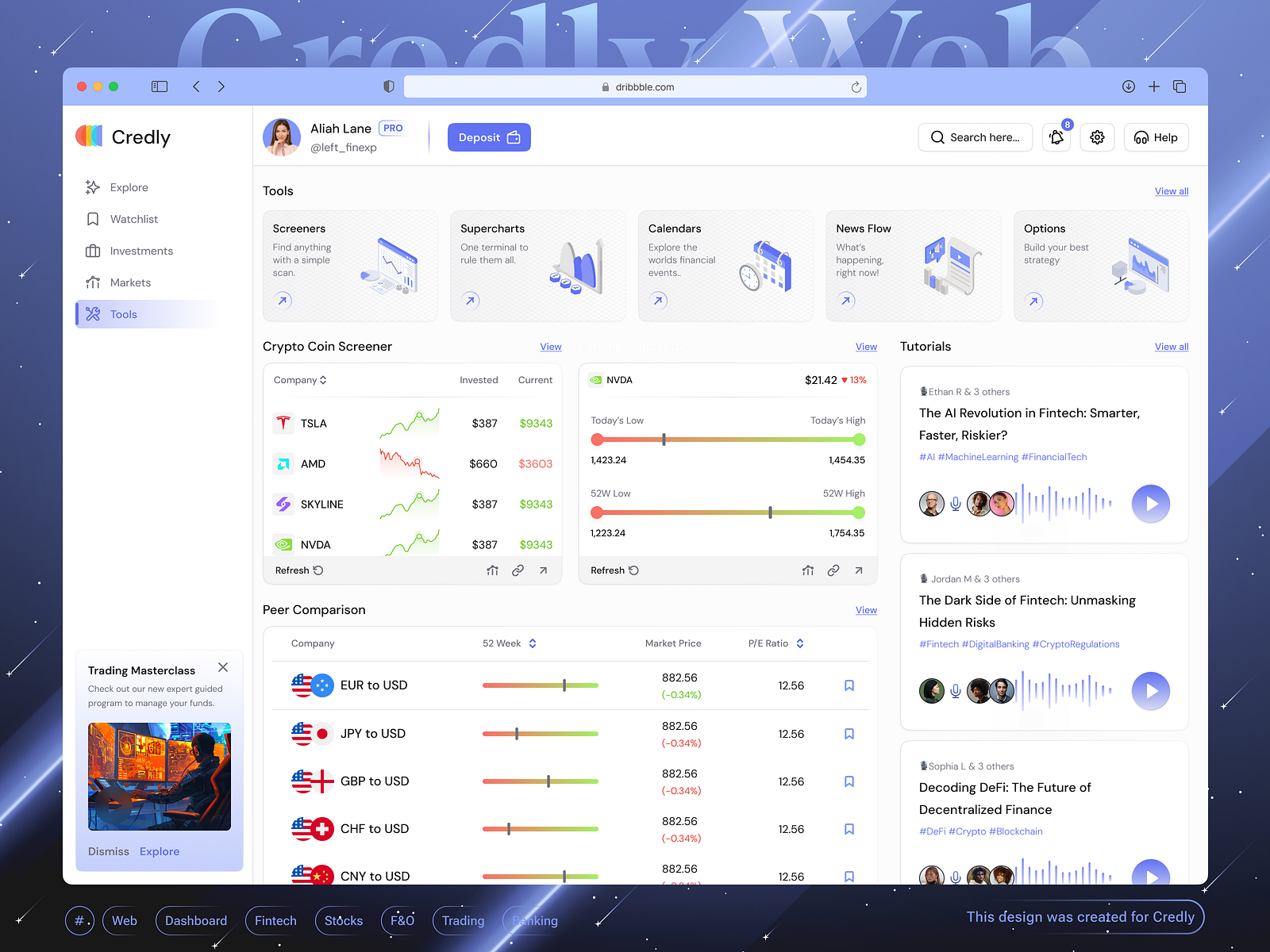 🤑Credly - Tools Page - Fintech Dashboard by Akshay Hooda on Dribbble