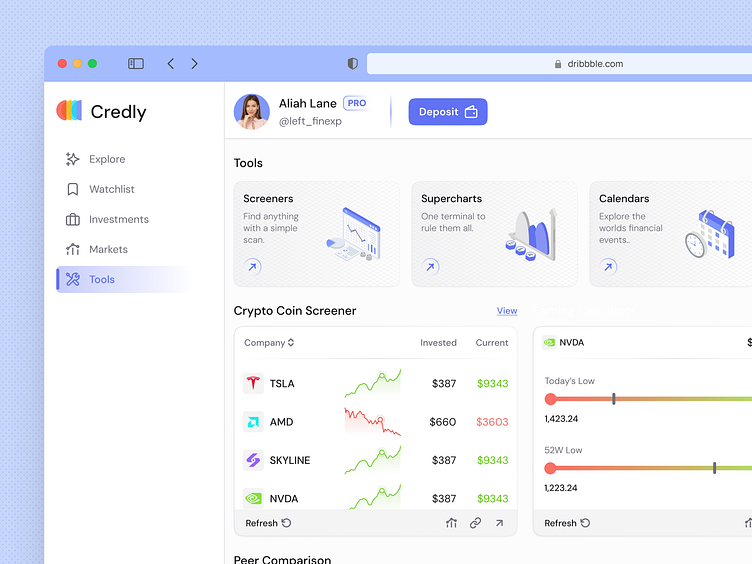 🤑Credly - Tools Page - Fintech Dashboard by Akshay Hooda on Dribbble