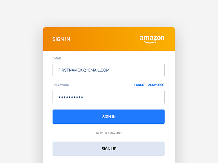 Amazon's Sign In Screen by Ahmed Gamal on Dribbble