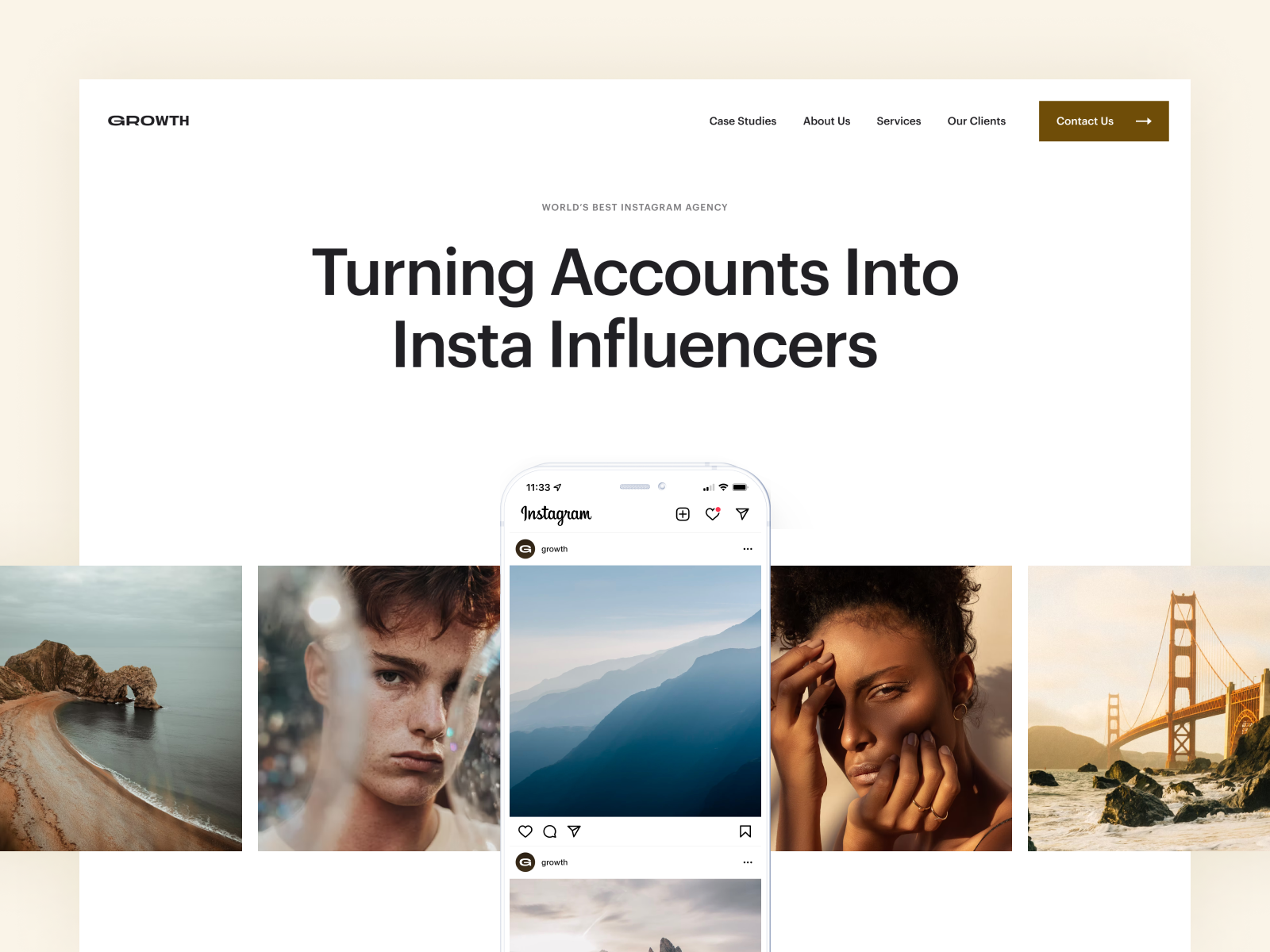 Growth – Instagram Agency Landing Page by Rodrigo Burgos on Dribbble