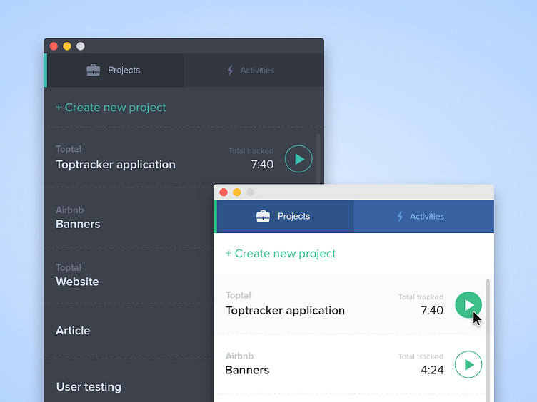 Toptracker Interface by Toptal Designers on Dribbble