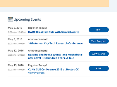 Upcoming Events Widget by Kevin Rajaram on Dribbble