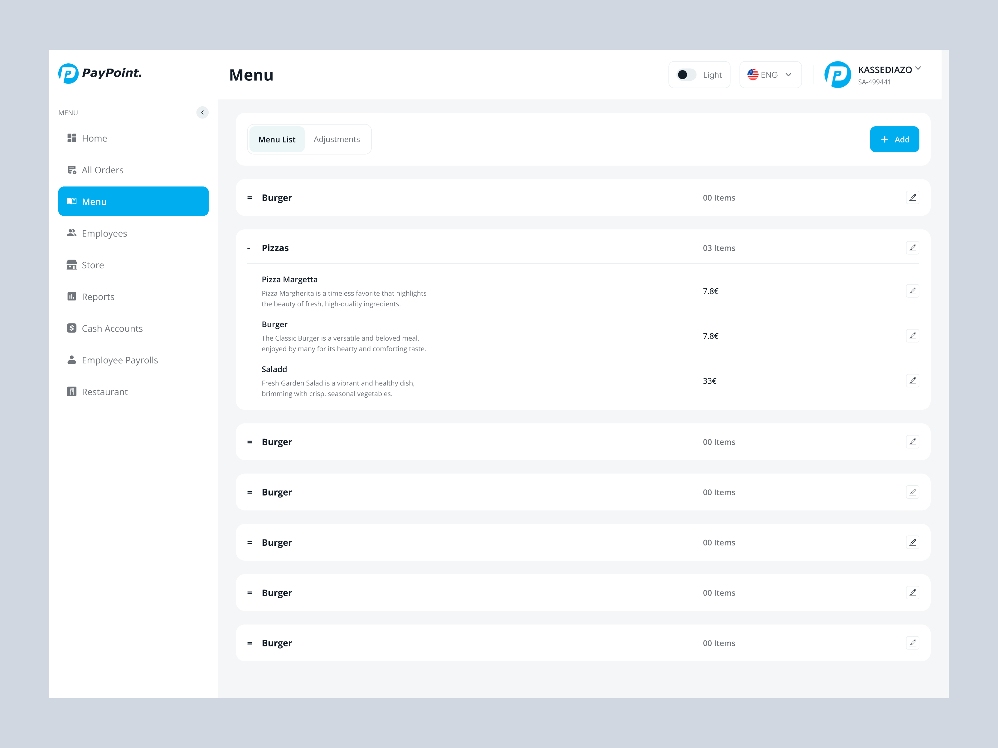 Restaurant - Menu Management Dashboard by Amirul Islam on Dribbble