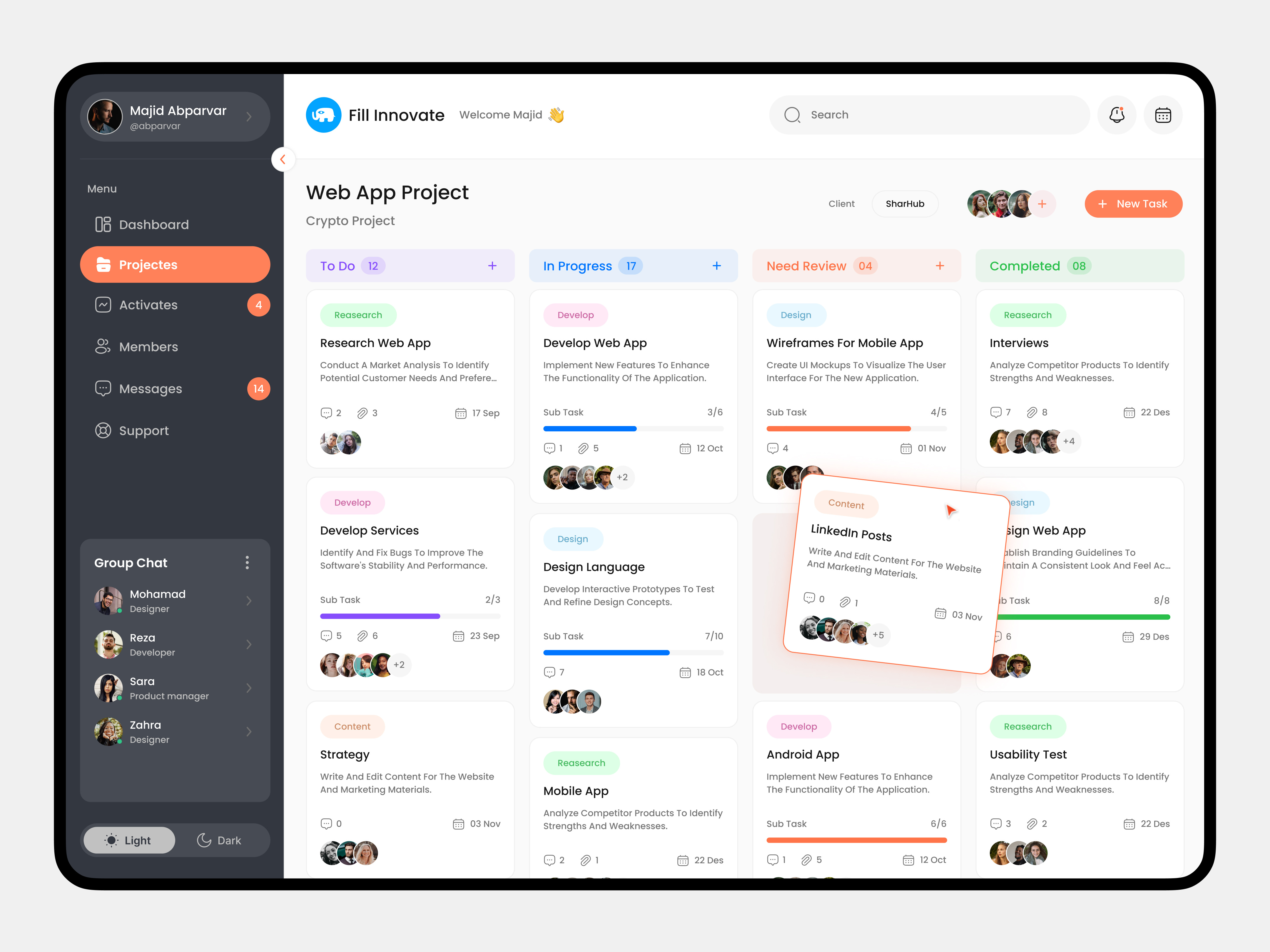 Task Manager Dashboard by Mohamad motabzadeh on Dribbble