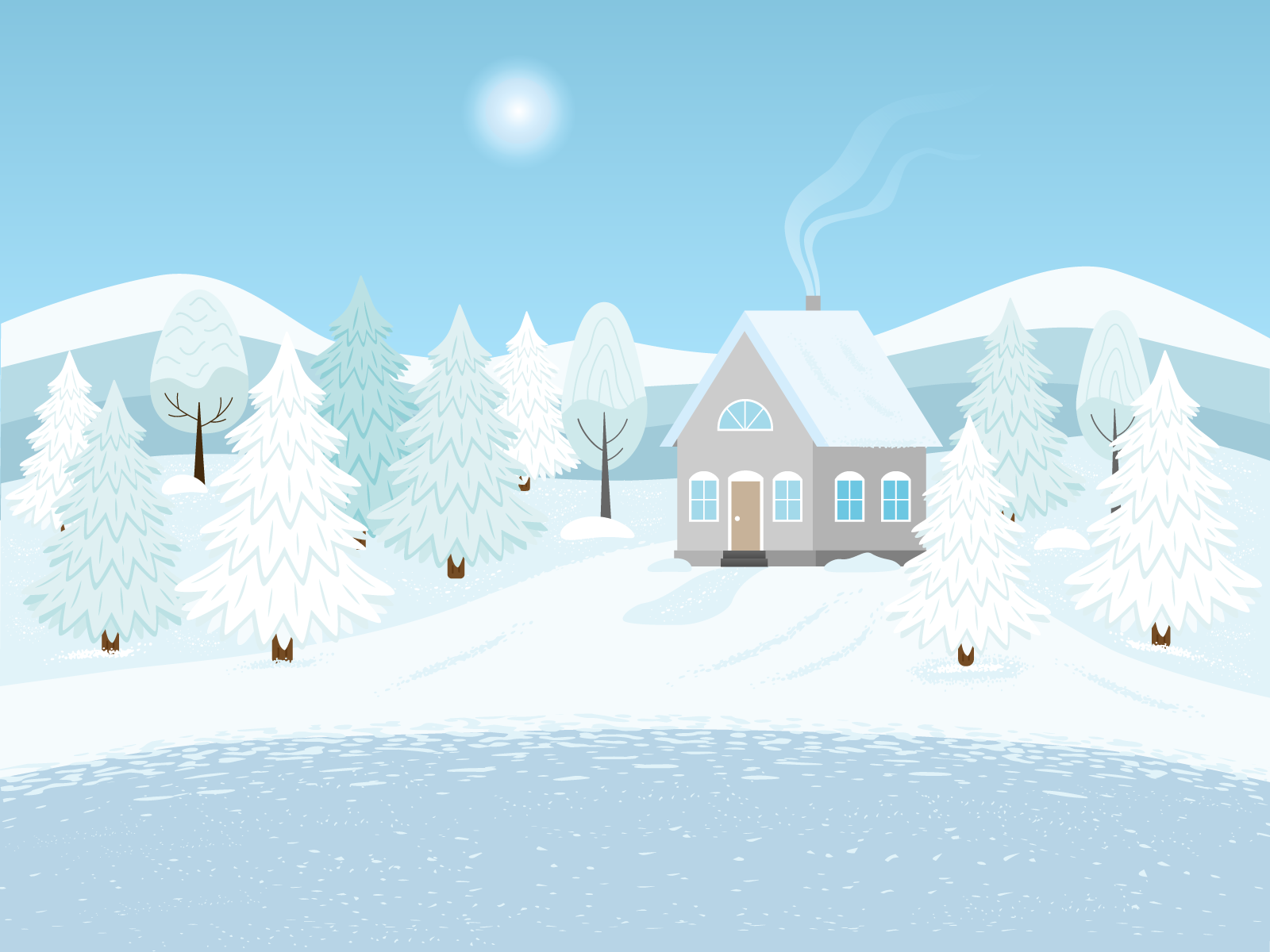 Sunny winter day by Elena Barskaya on Dribbble