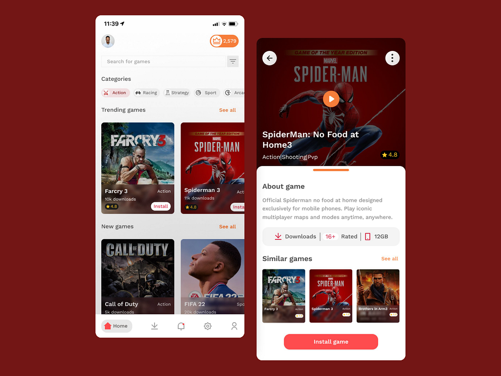 Sleek Game Store App UI by Randy Bell on Dribbble