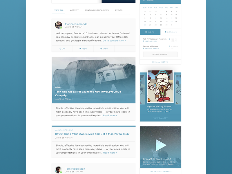Intranet Design by Celena Jasmin on Dribbble