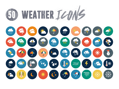 50 Weather Icons by Dighital on Dribbble