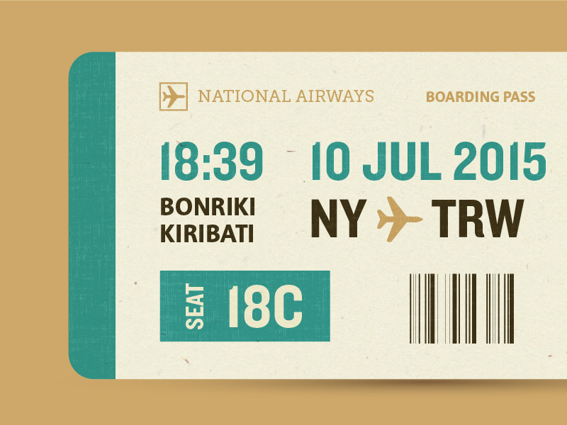 Kiribati Ticket by Cassandra Reffner on Dribbble