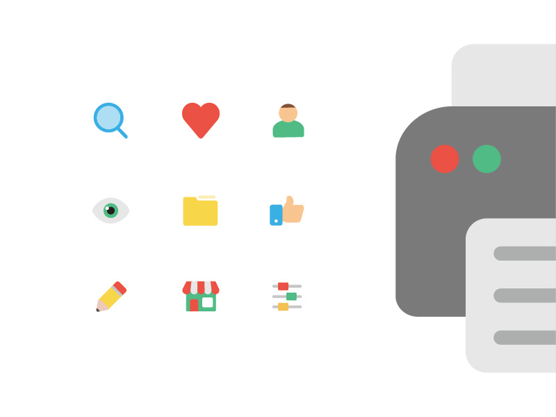 Introducing Essential Flat Color Icons by Carlotta Govi on Dribbble