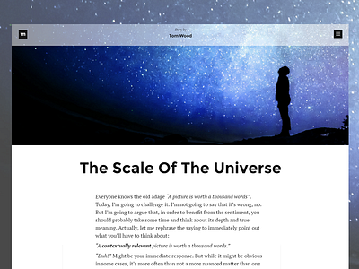 Article view with header image by Timo H on Dribbble