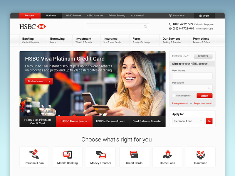 UI UX Design concept for HSBC Singapore by Maria Kolomenska on Dribbble