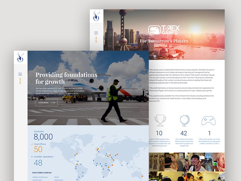 Corporate Group website UI by Grant Medefindt on Dribbble
