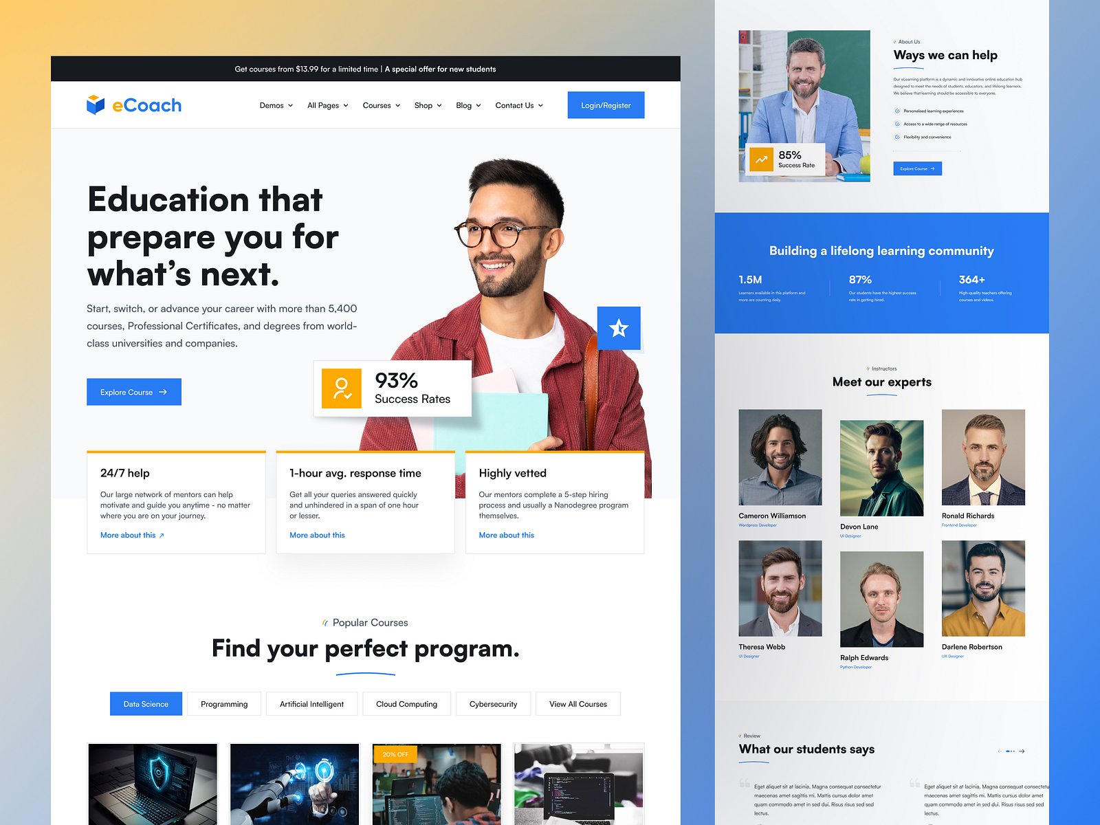 eCoach - eLearning Platform Website Homepage Design by Panze - UX ...