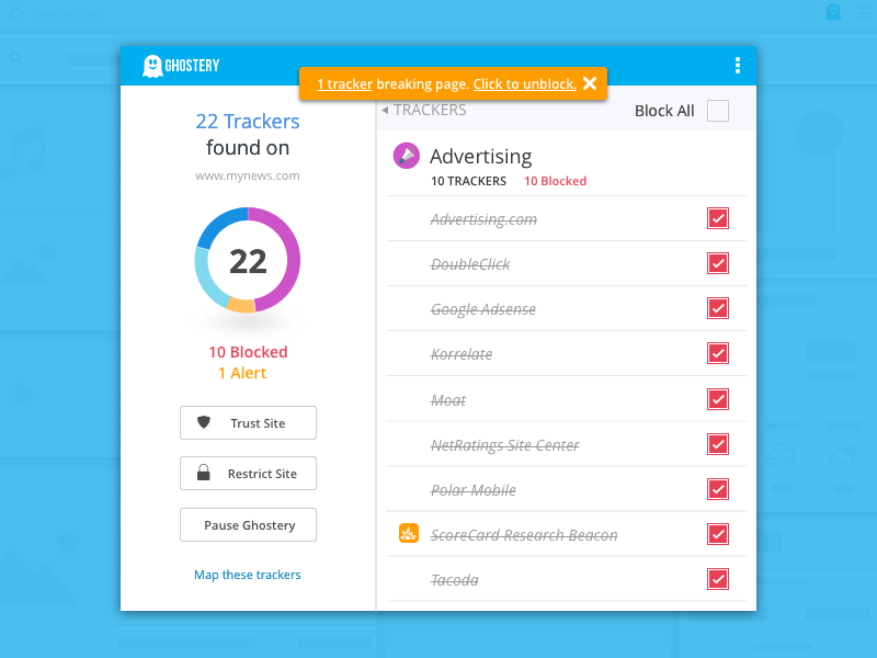 Ghostery Browser Extension by Emmy Southworth on Dribbble