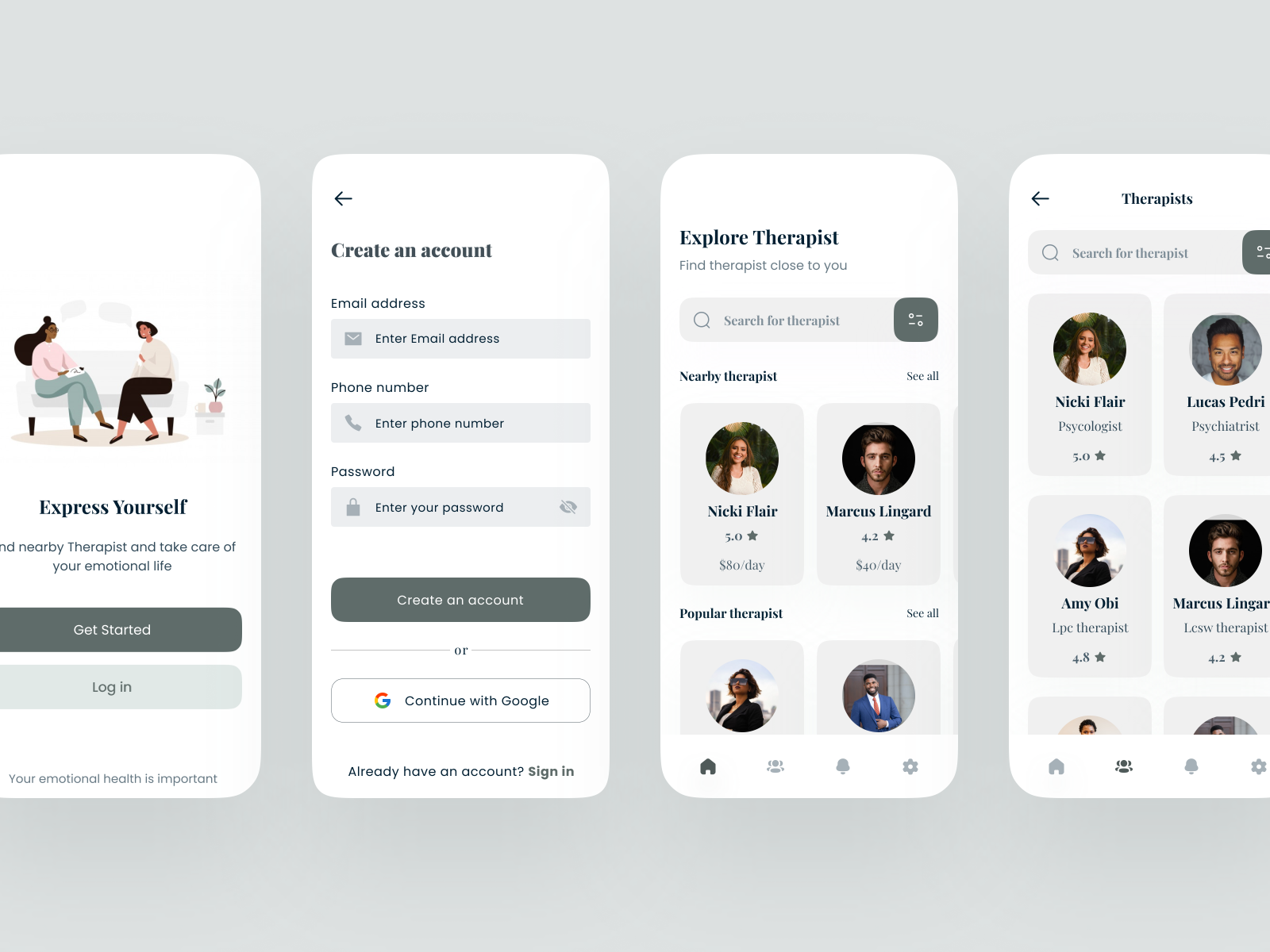 Therapist app design by Iryna Gerasymchuk on Dribbble