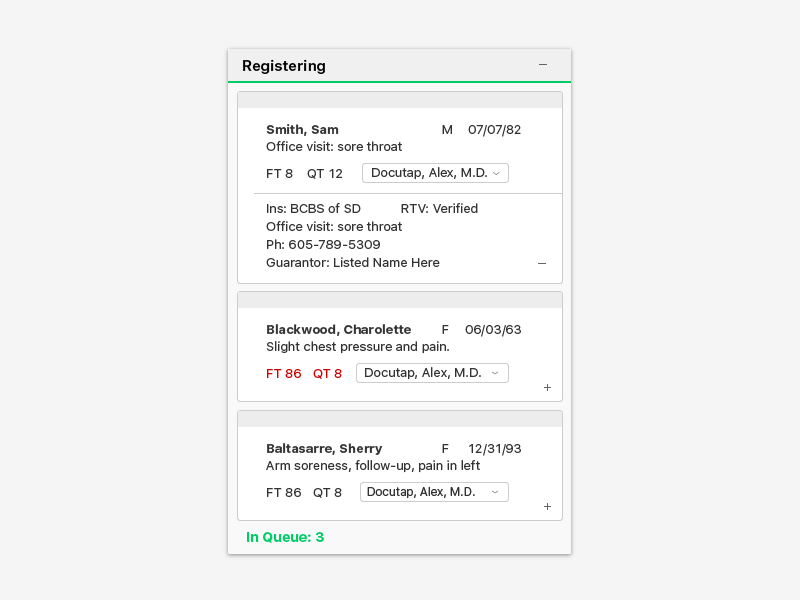 Patient Queue Cards by Justin Henriksen on Dribbble