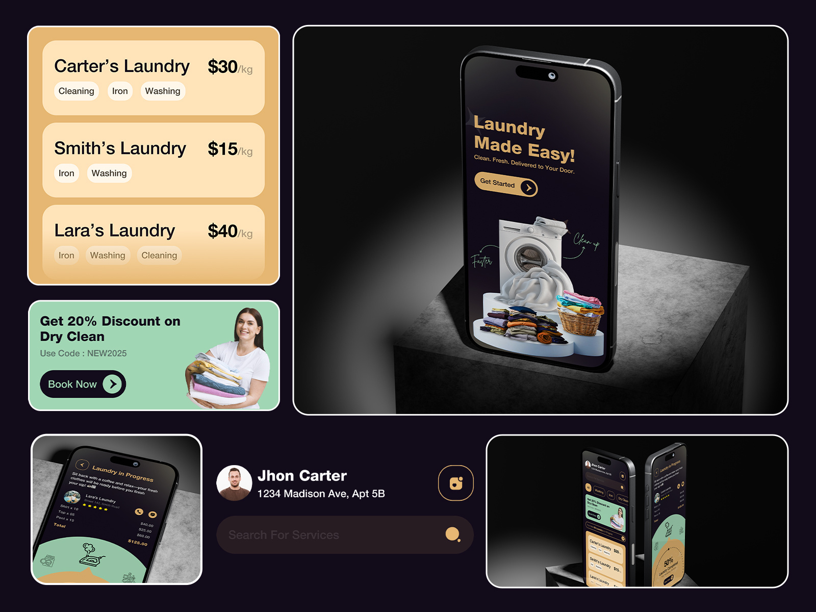 Smart Laundry App UI Design by Excellent Webworld on Dribbble