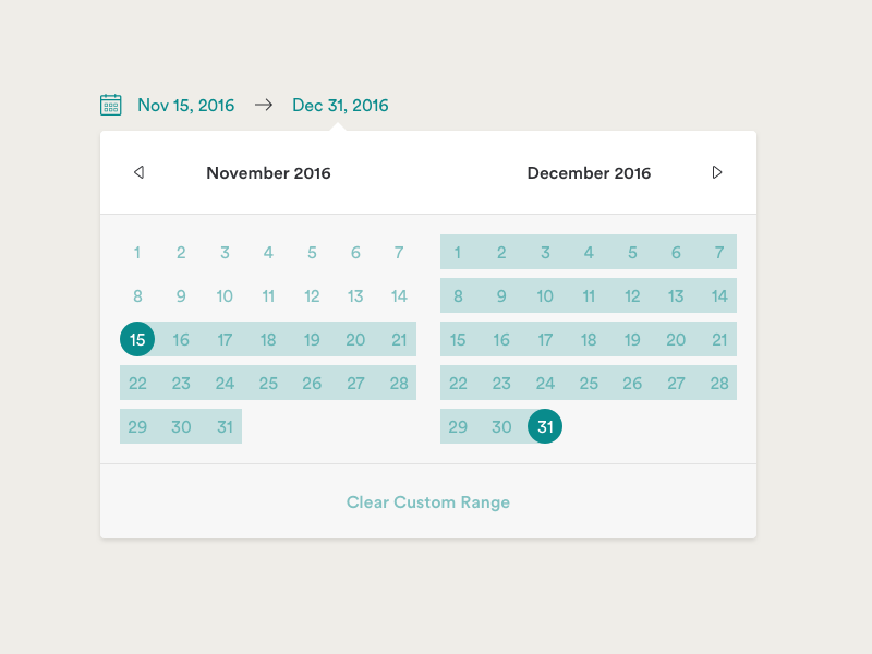 Calendar - Custom Range by Ross Howard-Jones for Bench on Dribbble