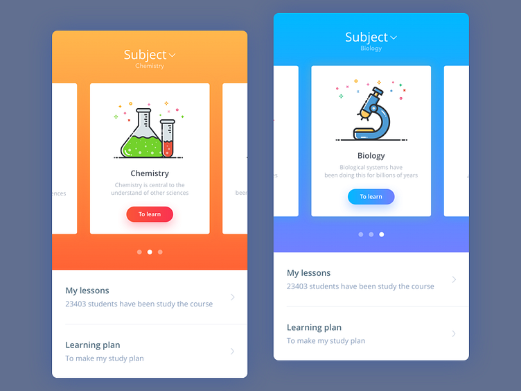 Subject Card by AdaWu on Dribbble
