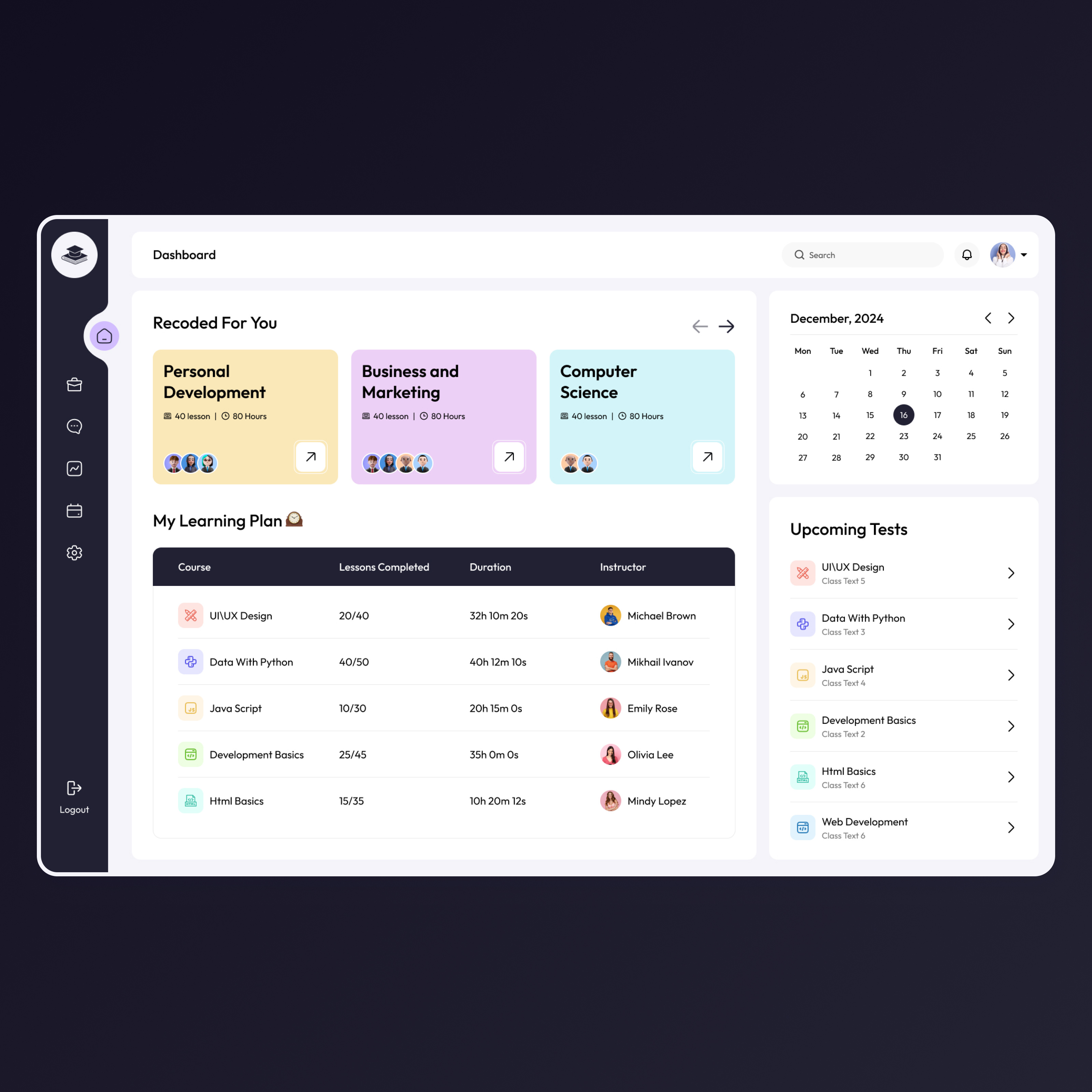 E-learning Platform Dashboard by Vijay Bhuva on Dribbble