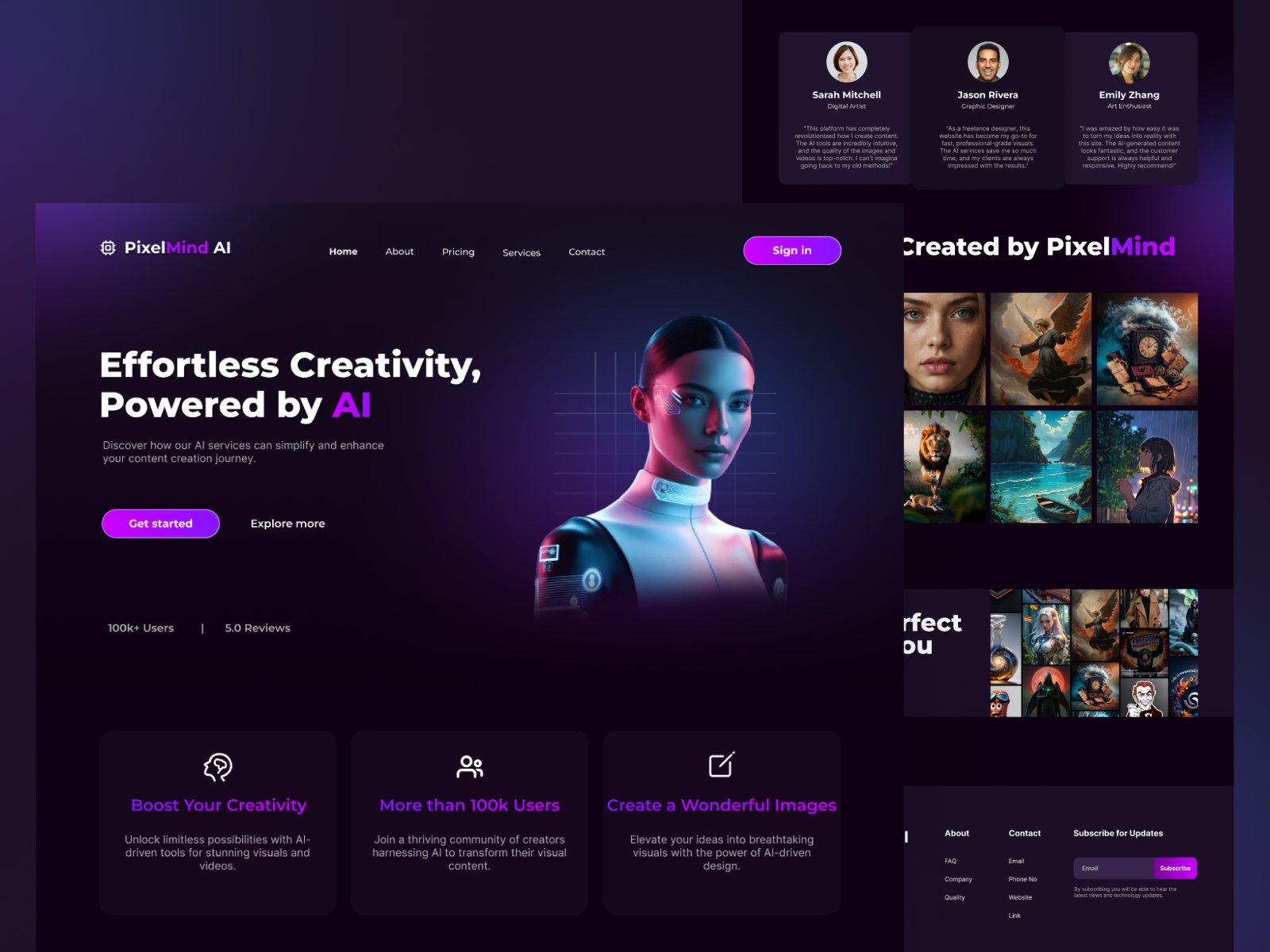 PixelMind AI Services Website by Yusqo Hid on Dribbble