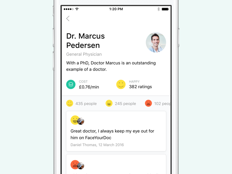 Doctor Profile by Daniel Thomas on Dribbble