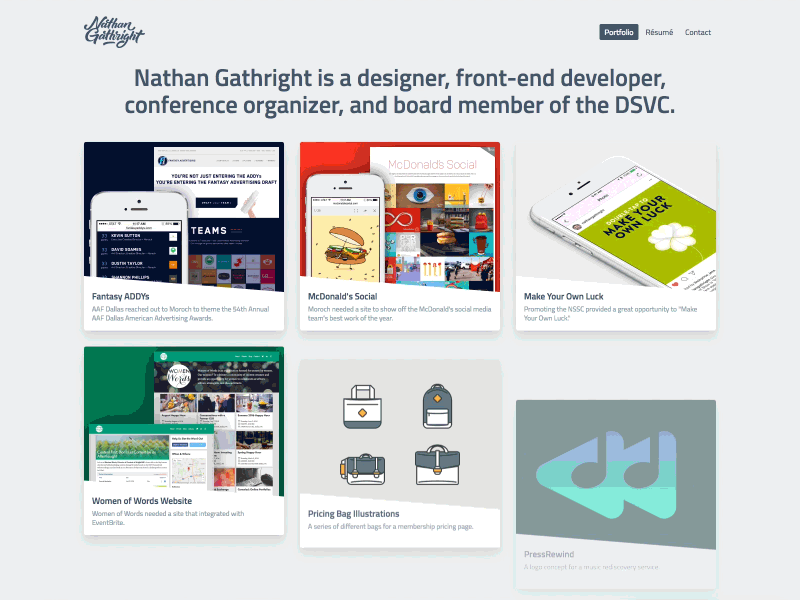 Portfolio Animation by Nathan Gathright on Dribbble