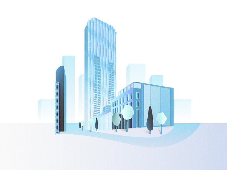 Blue Buildings by Léa Poisson on Dribbble