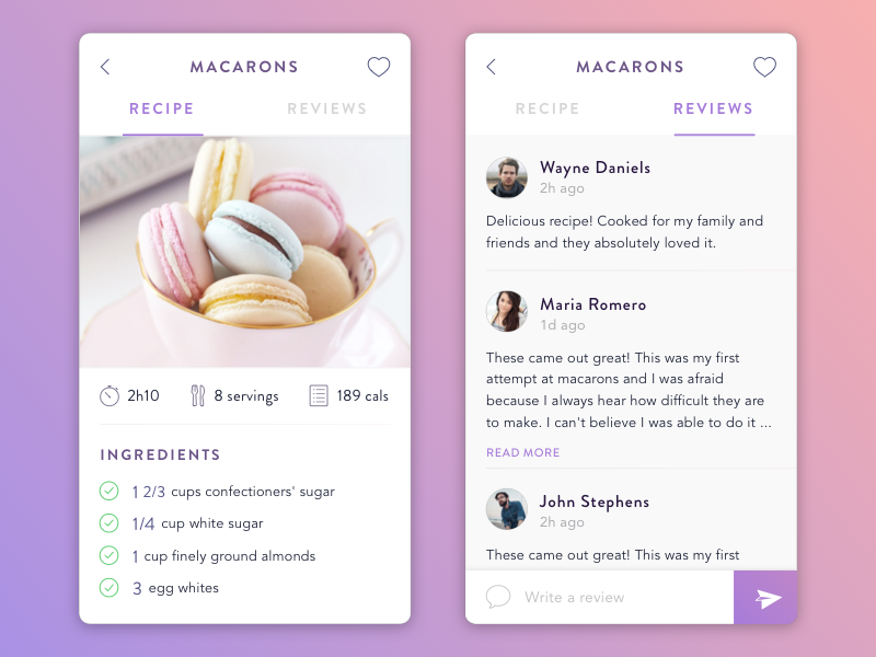 Recipe app - Info and Review by Happixel on Dribbble
