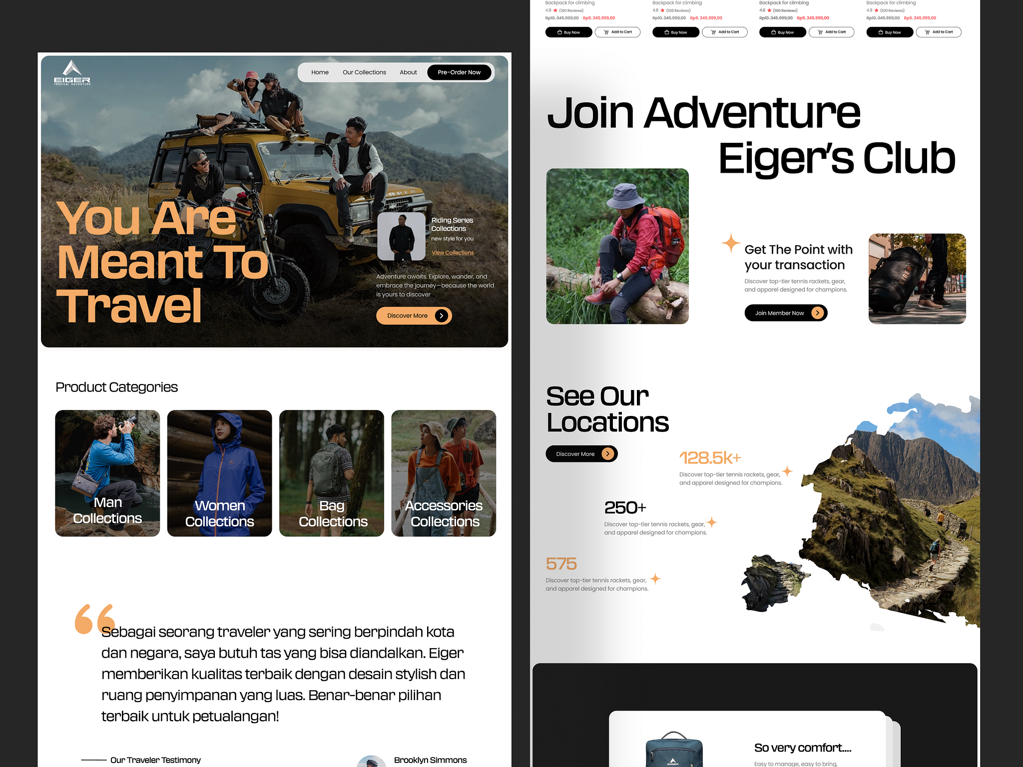 Eiger Adventure - Website Redesign by Plainthing UI for Plainthing Studio on Dribbble