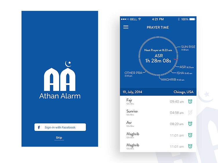 Athan Alarm iOS app by Hardik Godhaniya on Dribbble