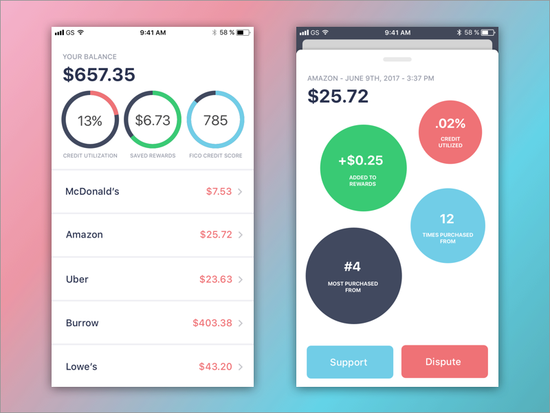 Credit Card App Design by Zach Smith on Dribbble