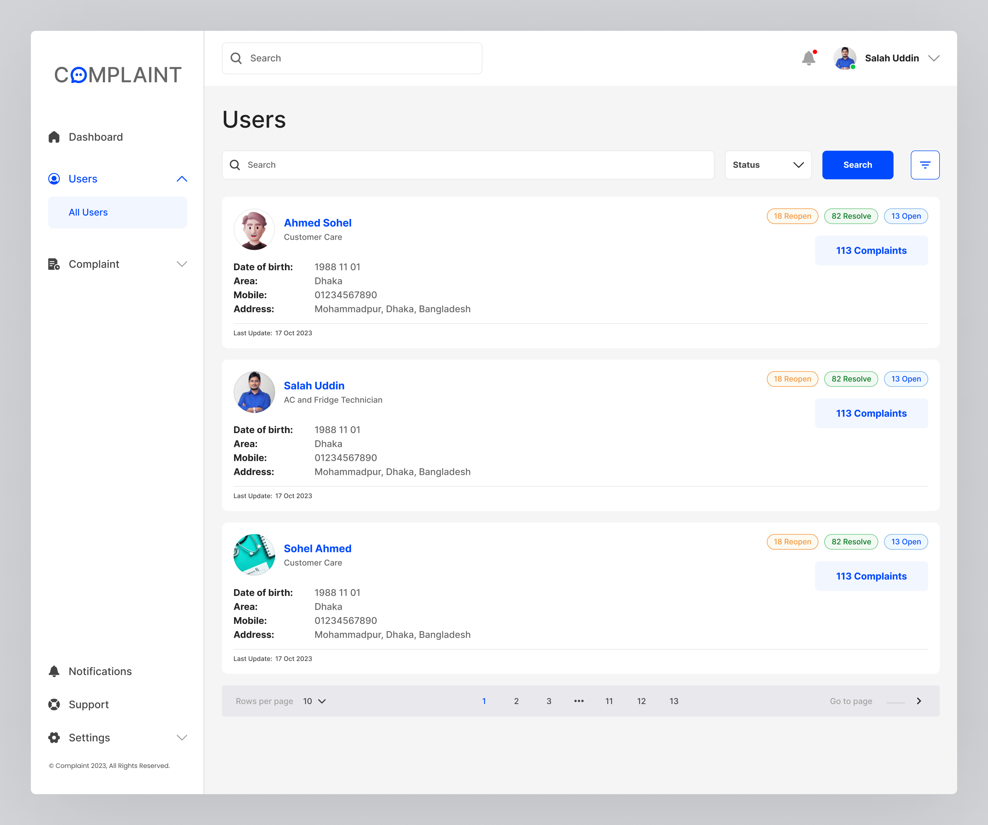 Complaint Web Application Design by Ideaz13 on Dribbble