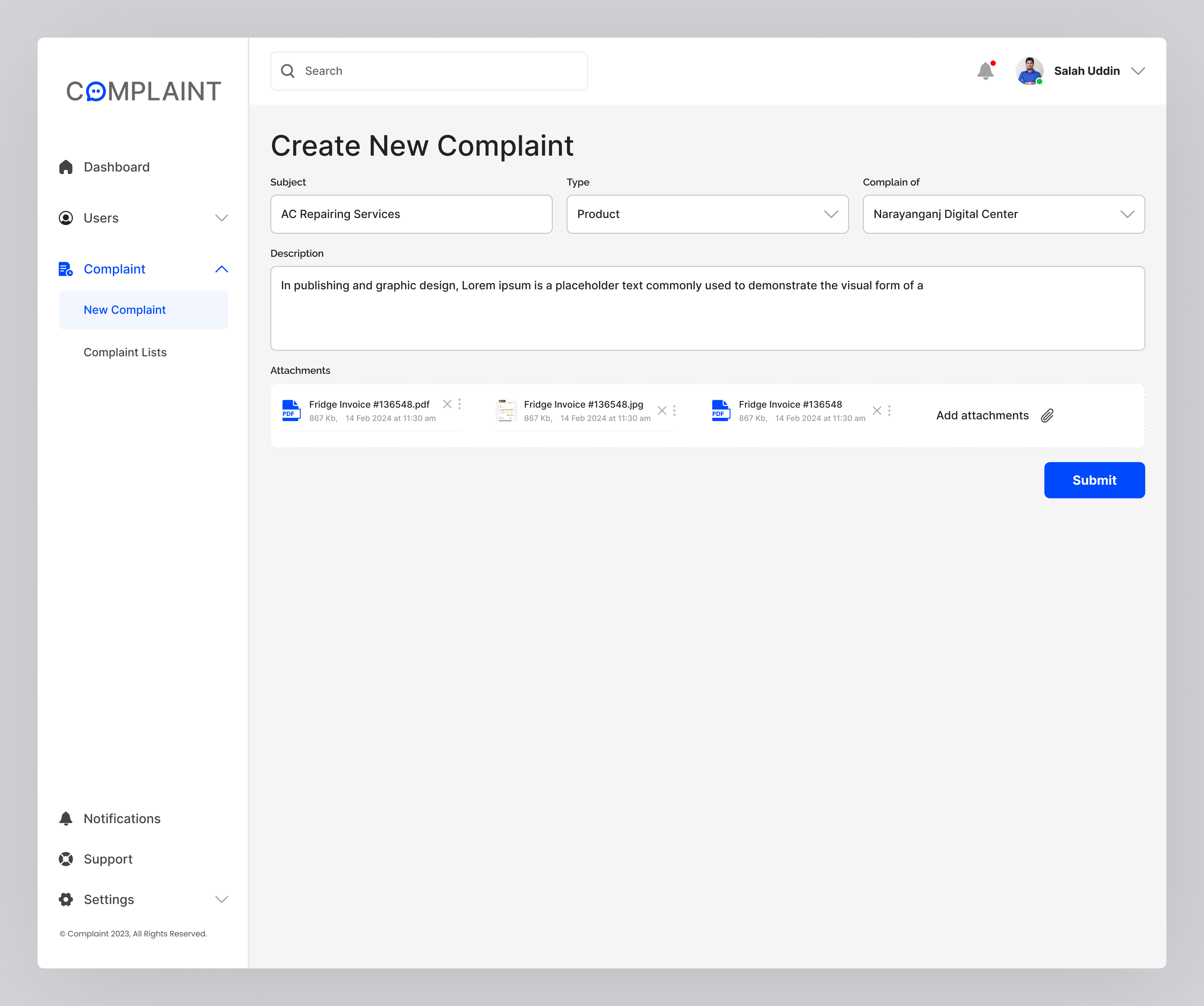 Complaint Web Application Design by Ideaz13 on Dribbble