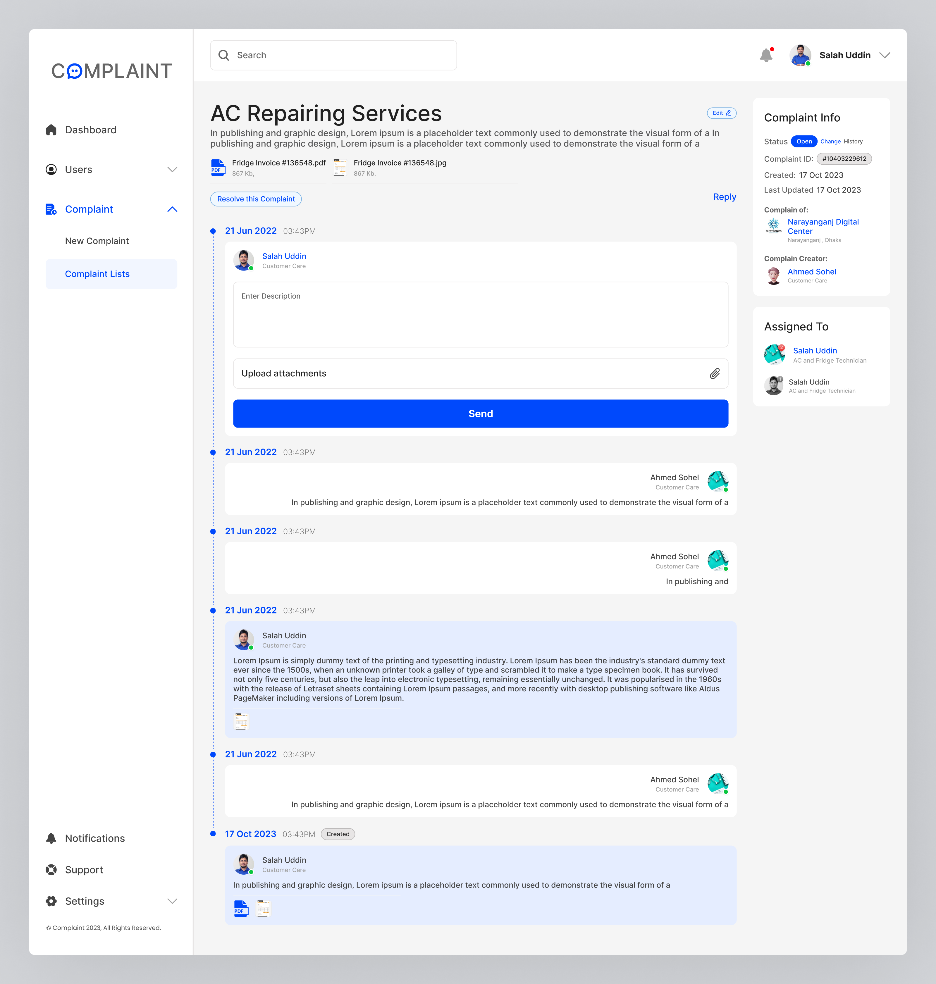 Complaint Web Application Design by Ideaz13 on Dribbble