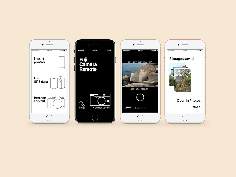 Fuji Camera Remote app redesign by Hana Oprešnik on Dribbble