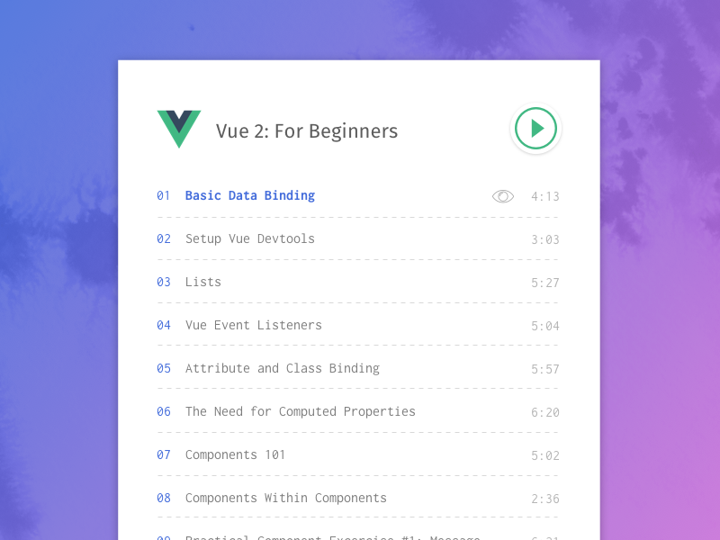 Course Playlist by Andy Leverenz on Dribbble