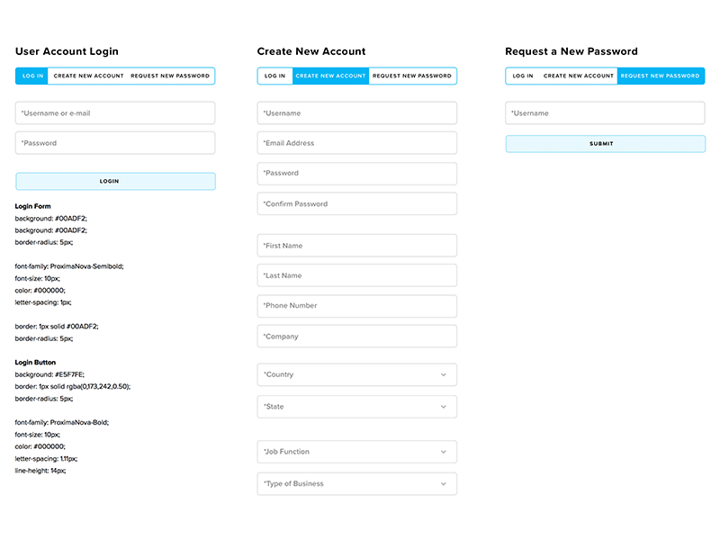 Form + Account Login CSS by Brenna Mickey on Dribbble