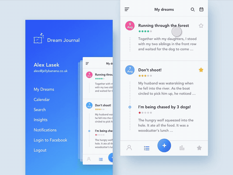 Dream Journal App - Search by Alex Lasek on Dribbble