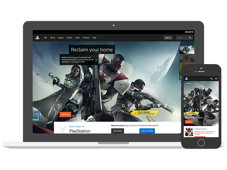 PlayStation homepage by Adam Huxtable on Dribbble